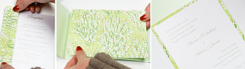 Homemade Green Floral Pocketfold Invitation with Stacked Inserts - LCI ...