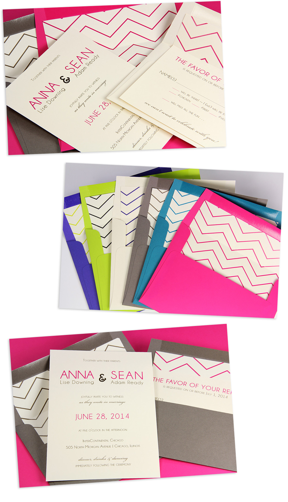 Free Printable - Chevron Design Envelope Liner & Invitation Set - LCI Paper