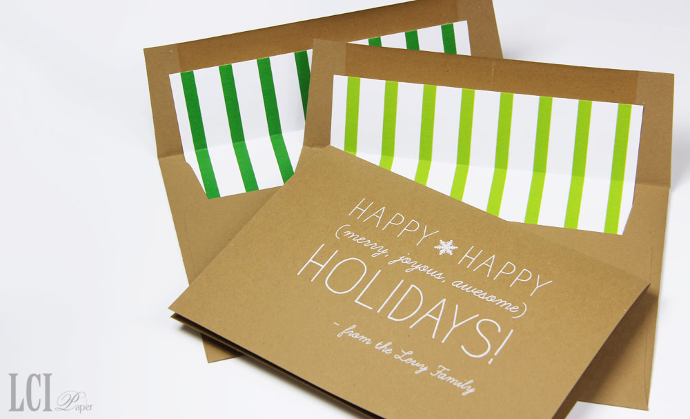 Simple and Modern Kraft and Green Holiday Card - LCI Paper