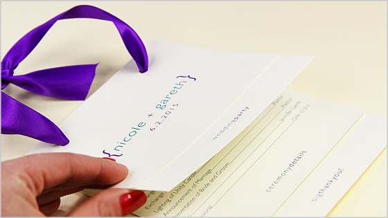 Tiered Wedding Program With Ribbon Handle - LCI Paper