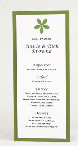 Marilou's Handmade Spring Green Menu Card - LCI Paper