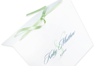 6 1/4 Square Ribbon Bound Wedding Program - LCI Paper