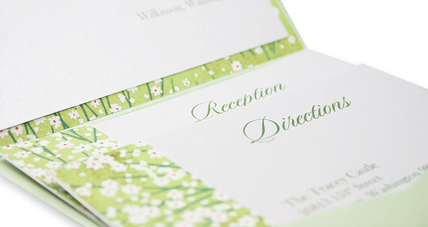 Homemade Green Floral Pocketfold Invitation with Stacked Inserts - LCI ...