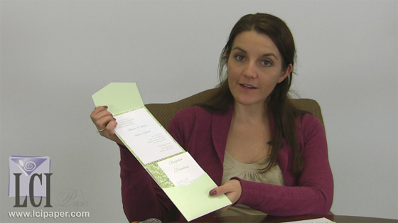 Homemade Green Floral Pocketfold Invitation with Stacked Inserts - LCI ...